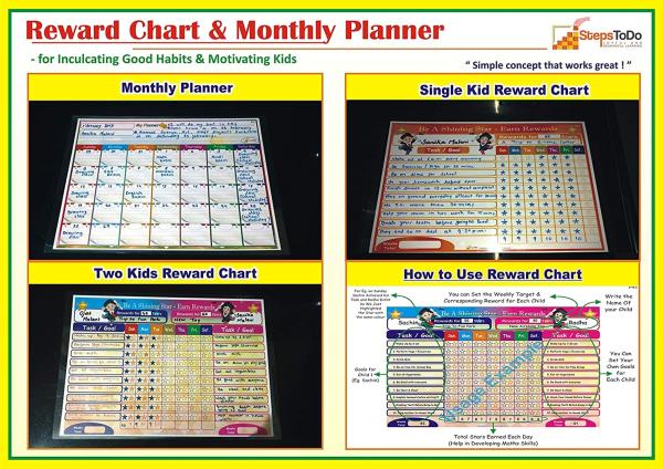 Kutuhal Multicolor Reward Chart and Monthly Planner For 4 Years and Up ...