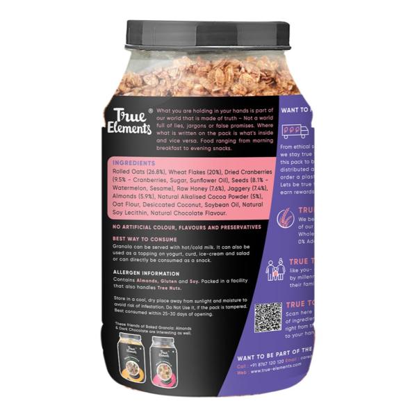 True Elements Baked Granola: Almonds and Dark Chocolate 900 gm - JioMart