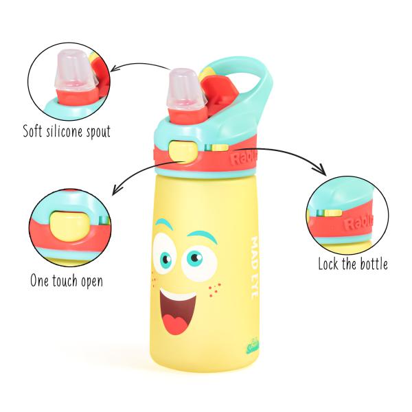 Rabitat Snap Lock Sipper Bottle (410ml, Mad Eye) - JioMart