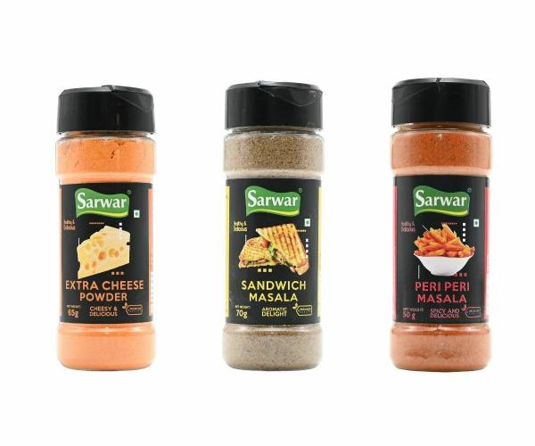 Sarwar Extra Cheese Powder 65g ,Sandwich Masala 70g & Peri Peri Masala ...