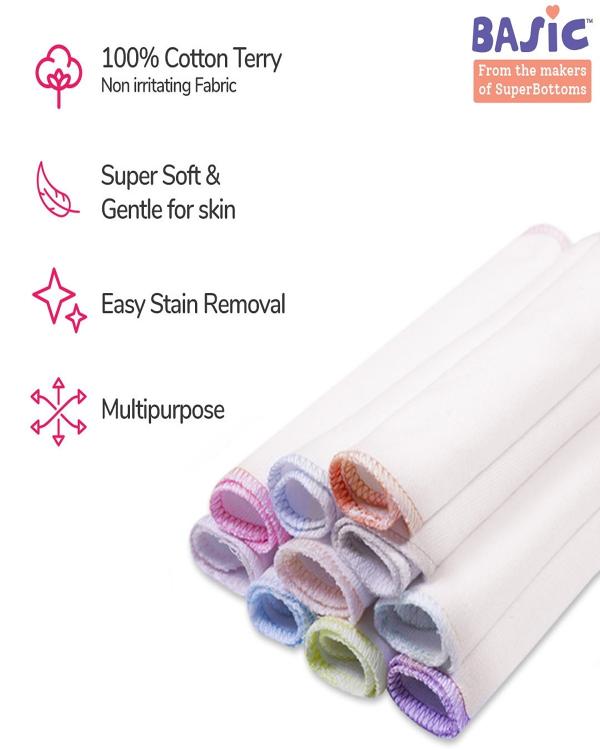 BASIC 100% Cotton Terry Face Towel/Washcloth for baby. Extra soft ...