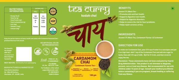 TEACURRY Cardamom Chai (100 gms) - Elachi Tea for Immunity, Blood ...