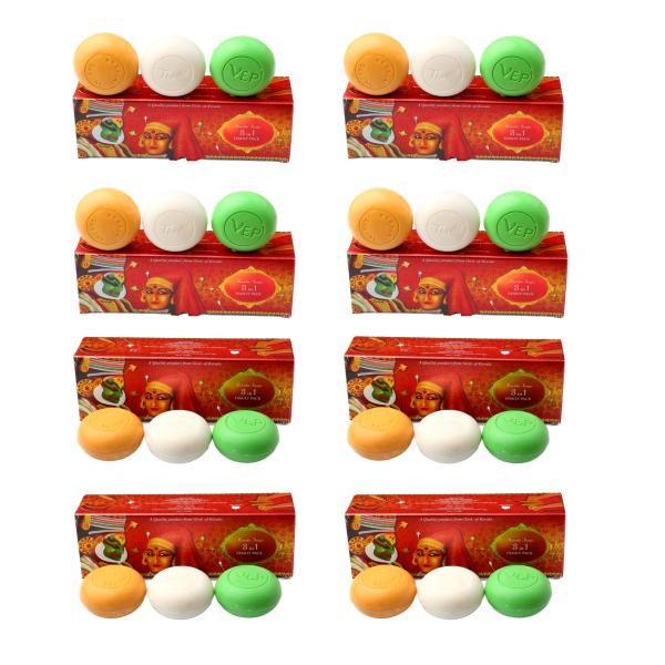 Kerala Sandal- 3 in 1 Family Soap - Pack of 8 - 150g x 24 Nos - JioMart