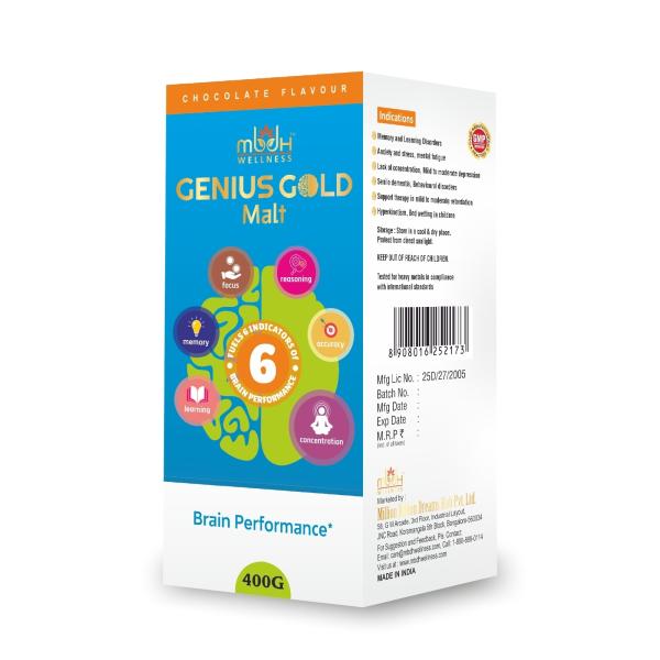 MBDHWELLNESS Genius Gold Malt-Brain Booster with Brahmi, Ashwagandha ...