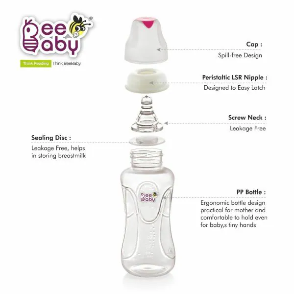Beebaby Pink Comfort Slim Neck Baby Feeding Bottle. 100% BPA Free (240 ...