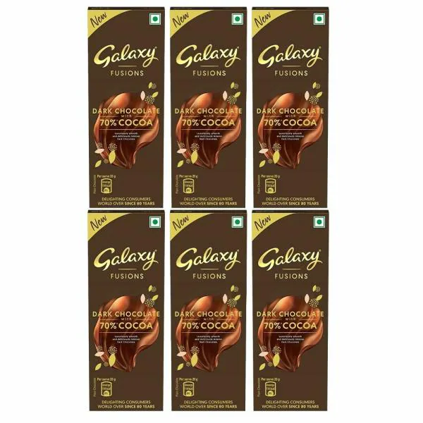 Galaxy Fusions Dark Chocolate Bar | With 70% Cocoa | 56g (Pack of 6 ...