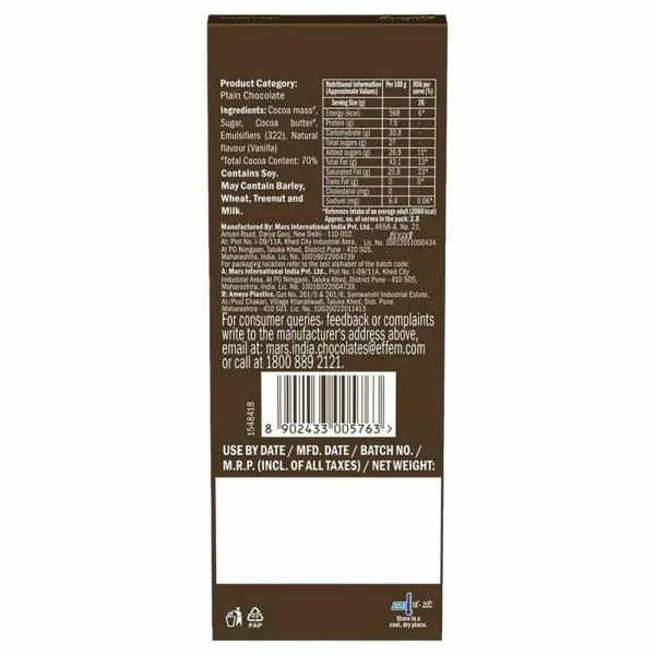Galaxy Fusions Dark Chocolate Bar | With 70% Cocoa | 56g (Pack of 6 ...