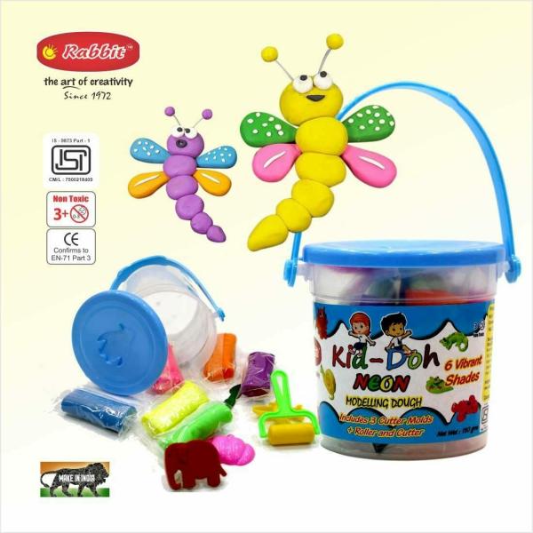 Rabbit DIY Metallic Slime Kit Level 3, Kid Doh Neon Bucket, Tempera Colors Slime Making Kit ...