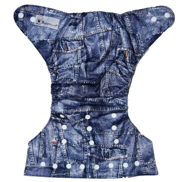 Babymoon Denim Cloth Diaper With 5 Layers Bamboo Insert (0-3 Yrs) Set ...