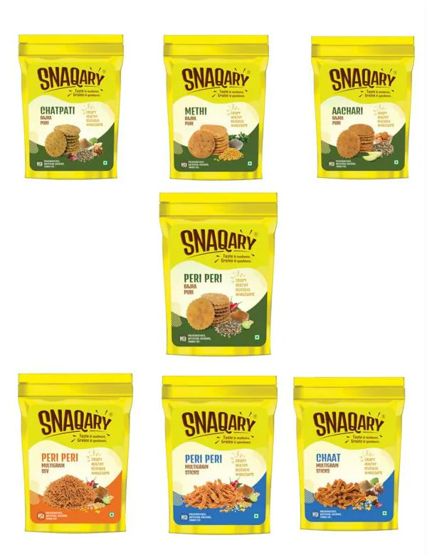 Snaqary Multigrain Puri, Sev And Stick Snacks Crispy Multi Flavour Diet ...