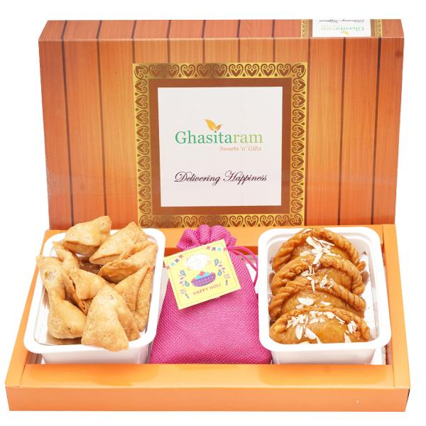 Jaiccha Ghasitaram Holi Sweets Assorted Box of Gujiyas, Farsan Samosa ...