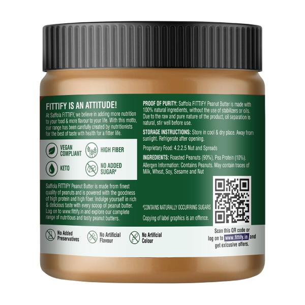 Saffola Fittify Plant Protein Peanut Butter Extra Crunchy 340g - JioMart