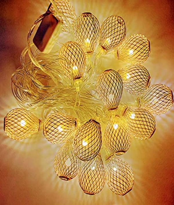 X4Cart Warm White Plastic 16 LED Big Water Drop Lantern Shape Golden ...