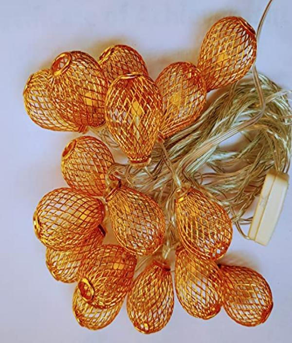 X4Cart Warm White Plastic 16 LED Big Water Drop Lantern Shape Golden ...