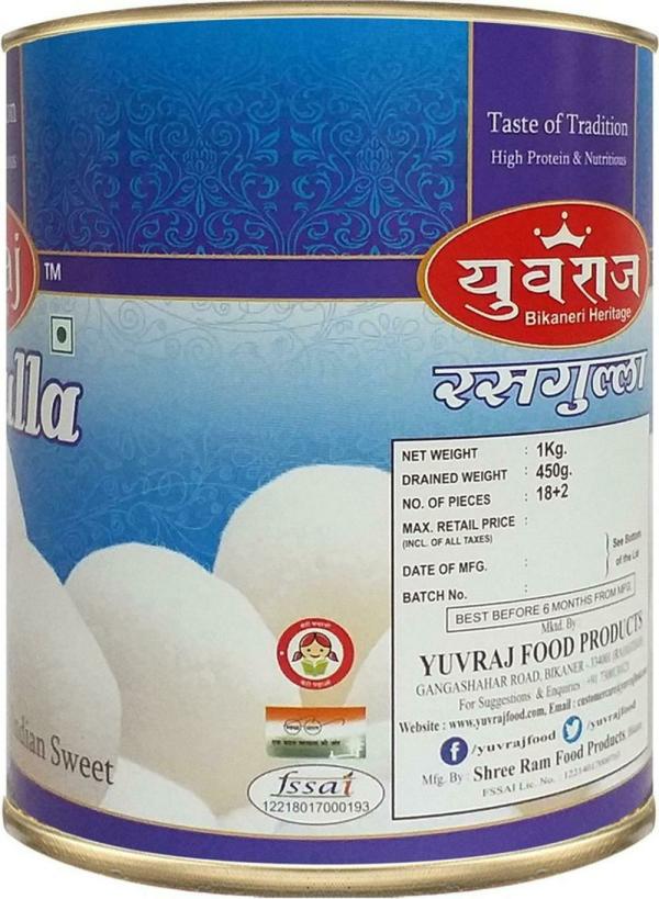 Yuvraj Sweets Rasgulla Mithai Combo Tin Pack ( 500 GM X 4) - JioMart