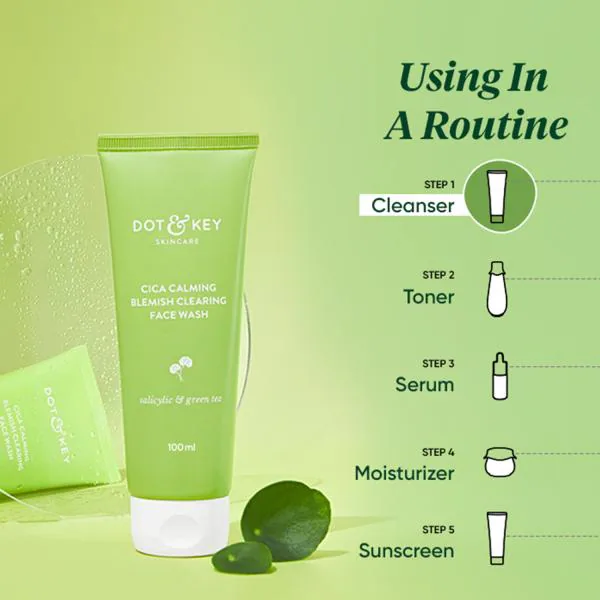 Dot & Key Cica 2% Salicylic Acid Face Wash for Oily, Acne Prone Skin ...