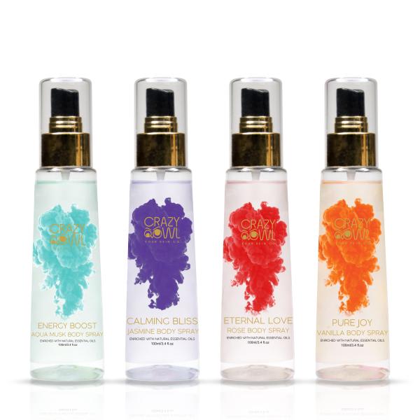 CRAZY OWL Aqua Musk, Jasmine, Vanilla and Rose Body Spray Combo Pack ...