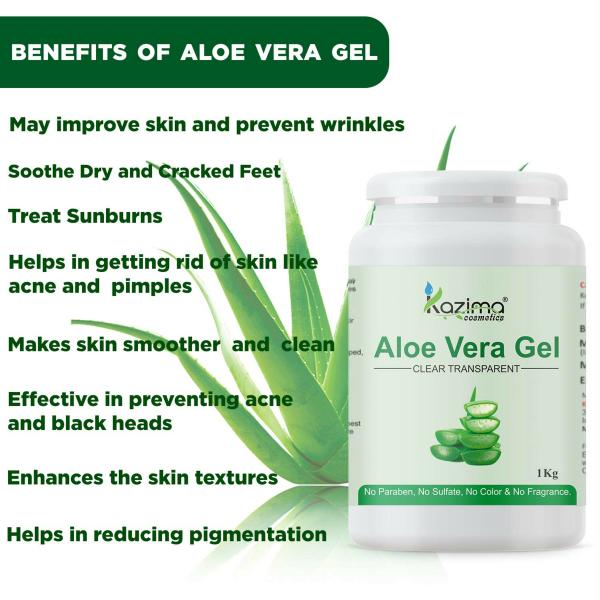 KAZIMA Aloe Vera Gel Raw Face, Acne Scars, Hair, Moisturizer & Dark ...