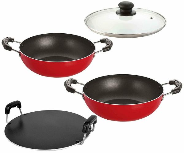 Nirlon 4 pcs of Red Non-stick Aluminium Kitchen Cookware Set - JioMart