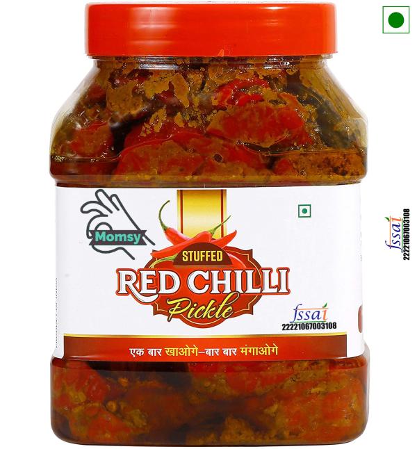 Momsy Premium Homemade Stuffed Banarasi Red Chilli Pickle, Lal Mirchi ...