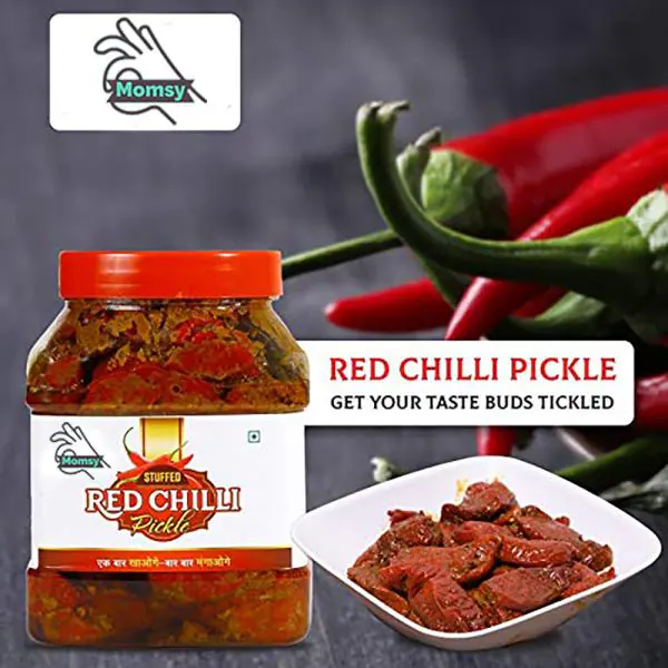 Momsy Premium Homemade Stuffed Banarasi Red Chilli Pickle, Lal Mirchi ...
