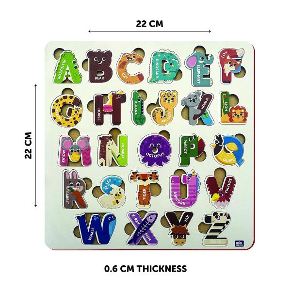 Mini Leaves Multicolor Wood 3D Wooden Alphabet Puzzles A to Z with Knob ...