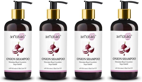 Skinatura Onion Shampoo with Red Onion & Black Seed Oil Stops Hairfall 300 ml Each (Pack of 4 ...