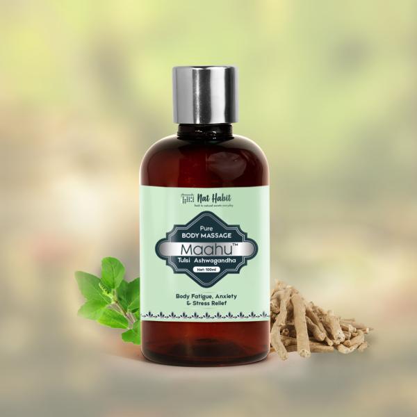 Nat Habit Pure Tulsi Ashwagandha Maahu Ayurvedic Body Massage Oil ...