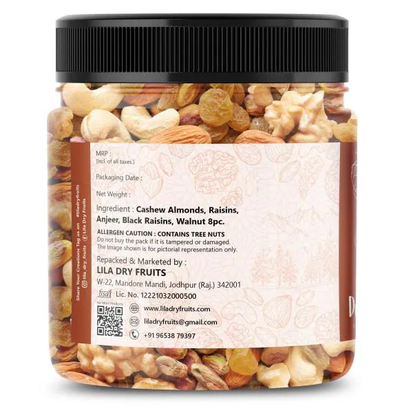 LILA DRY FRUITS Natural Premium Dry Fruits Mix(Cashew, Almonds, Figs, Walnut 8 pcs, Black and ...