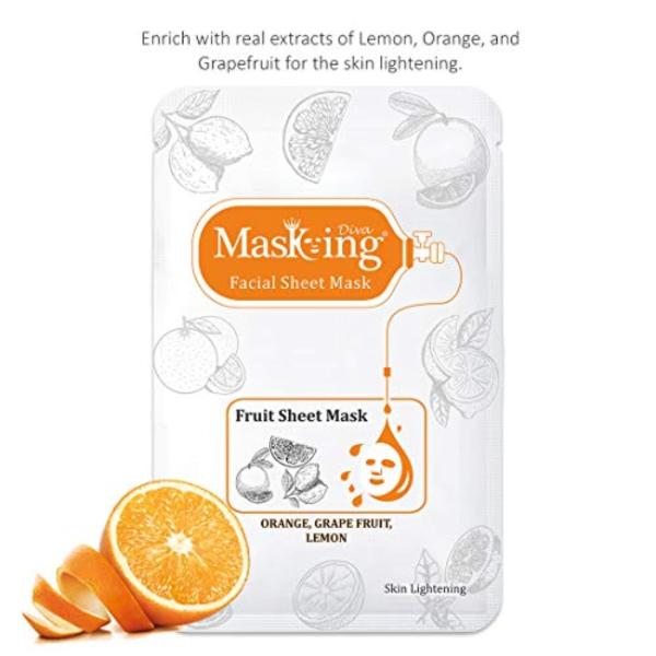 MasKing Diva Orange, Grapefruit & Lemon Fruit Sheet Mask 100ml (Pack of ...