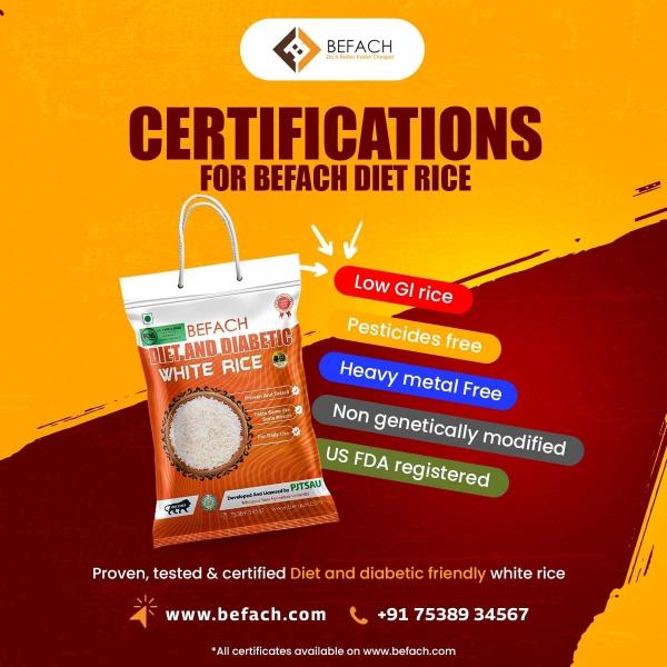 BEFACH Diet and Diabetic White Rice (4.5 KG) | Certified National ...