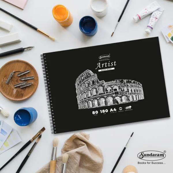 A4 Black Sketch Book| Spiral Bound (Wiro)| 80 Pages (40 Sheets)| 29.7 x ...