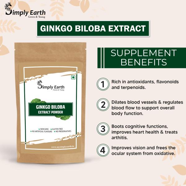 Simply Earth Extra Strength Premium Pure Organic Ginkgo Biloba Powder ...