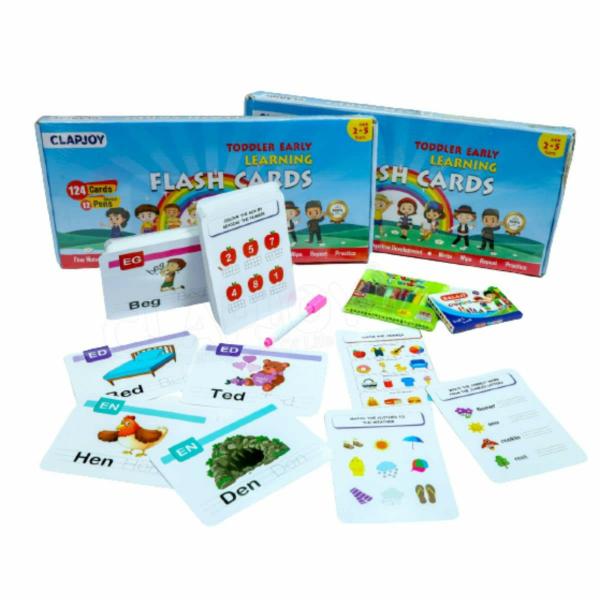 Clapjoy Multicolor 124 Double Sided Reusable Flash Cards Early Learning ...