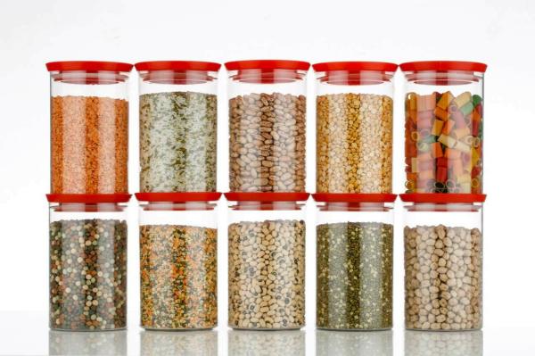 HELONIX Red Plastic Round Airtight Container Set 900 ml (Pack of 4 ...