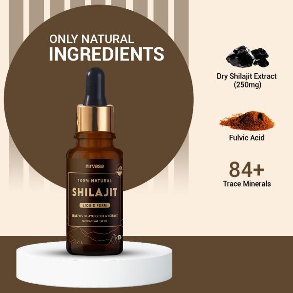 Nirvasa Pure Shilajit Liquid, Vigour and Vitality for men, with Pure ...