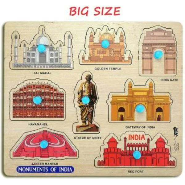 WORLD WIDE WISHES Monument Of India Wooden Puzzletoys For Kids 3 ...