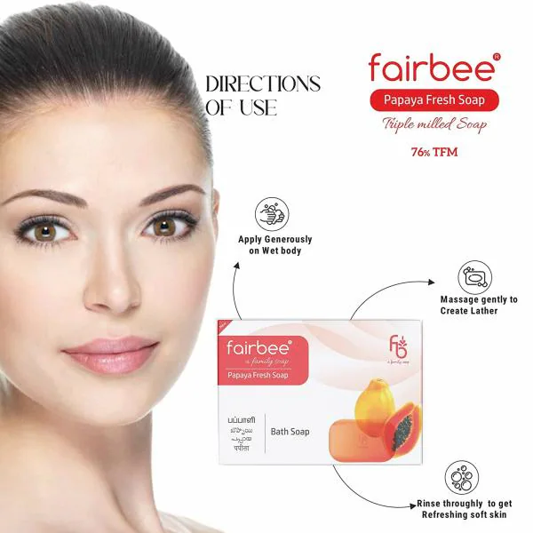 Fair Bee Papaya 76% Tfm Fresh Soap For Skin Moisturizing 100g (Pack of ...