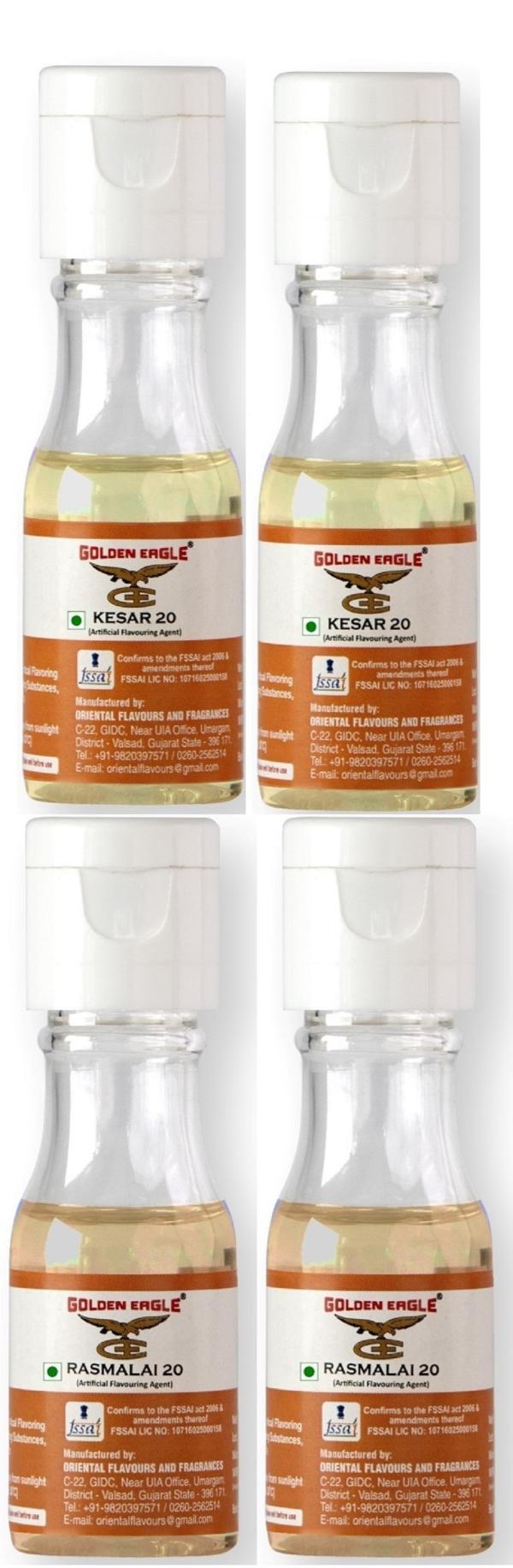 Golden Eagle Combo of Essence 2 x Kesar, 2 x Rasmalai Flavors, Liquid ...