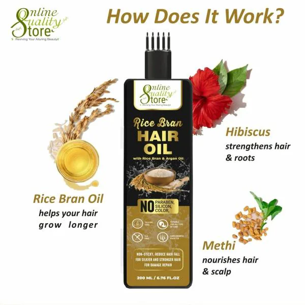 Online Quality Store Rice Hair Oil - 200ml, with Rice Bran & Argan Oil ...