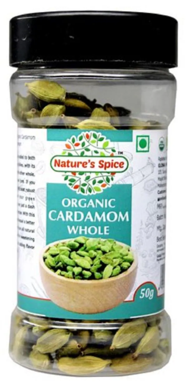 Nature's Spice Organic Green Cardamom Whole 50 Grams, Certified Organic ...