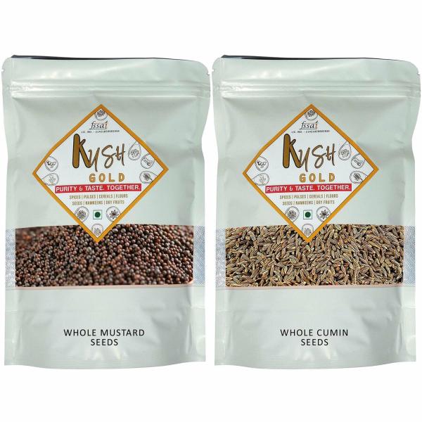 Kush Gold Combo Pack of Mustard & Cumin Seeds (Rai & Jeera) (250gm Each ...