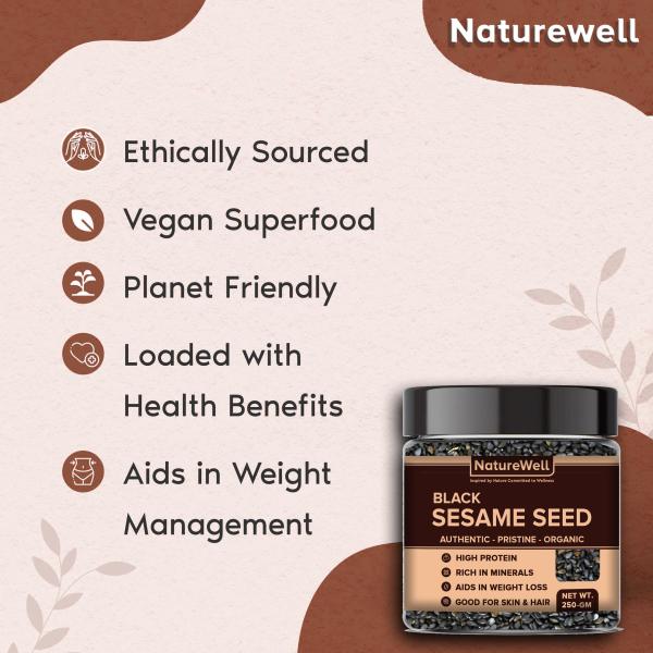 Vedarth Pack of 3 Organic Black Sesame Seed / Kale Till Healthy Super ...