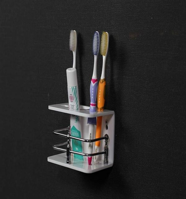 Devashree Bathroom Toothpaste Stand with Toothbrush Holder Acrylic ...