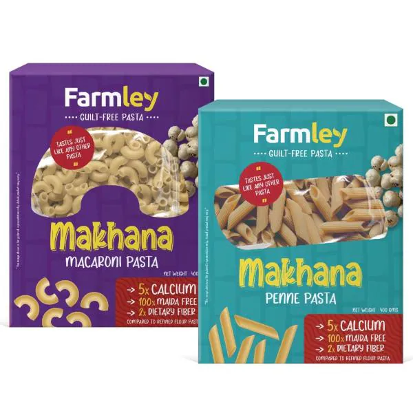 Farmley Makhana Penne & Macaroni Pasta Combo 800g (Pack of 2, Each-400g ...