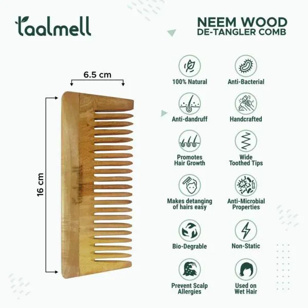 Neem Detangler Comb Pack of 3| Anti bacterial neem comb| handcrafted ...