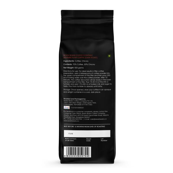 Seven Beans "Agumbe" South Indian Filter Coffee Powder- 70:30 (Dark ...