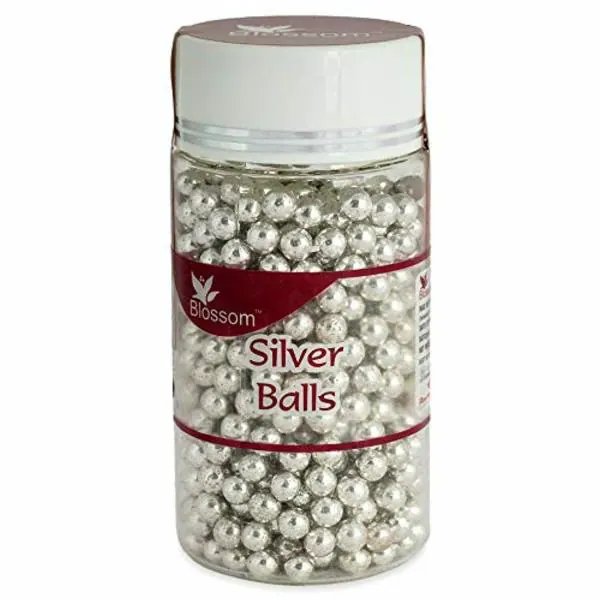 BLOSSOM Edible Silver Balls Sprinkles for Cake Decoration (Size- 3) 125 ...