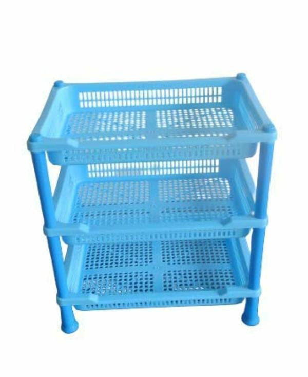 Korbox Multi Purpose Blue Plastic 3 Layer Kitchen Storage Basket Rack ...