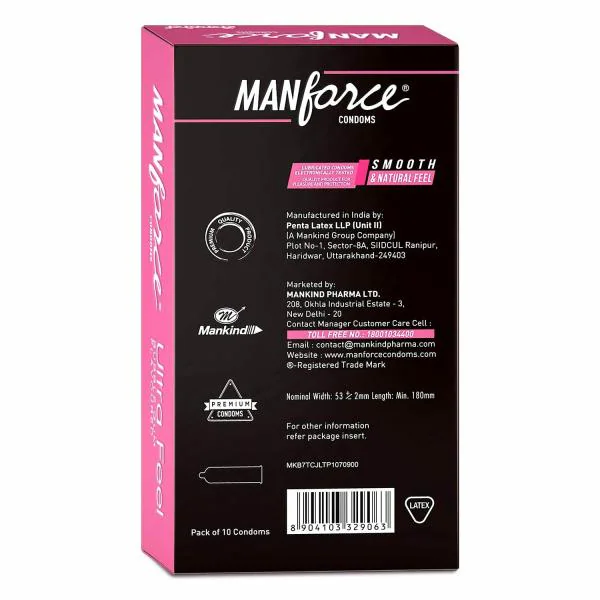 Manforce Ultra Feel Bubblegum Flavoured Condoms 10 Pieces Pack of 5 ...